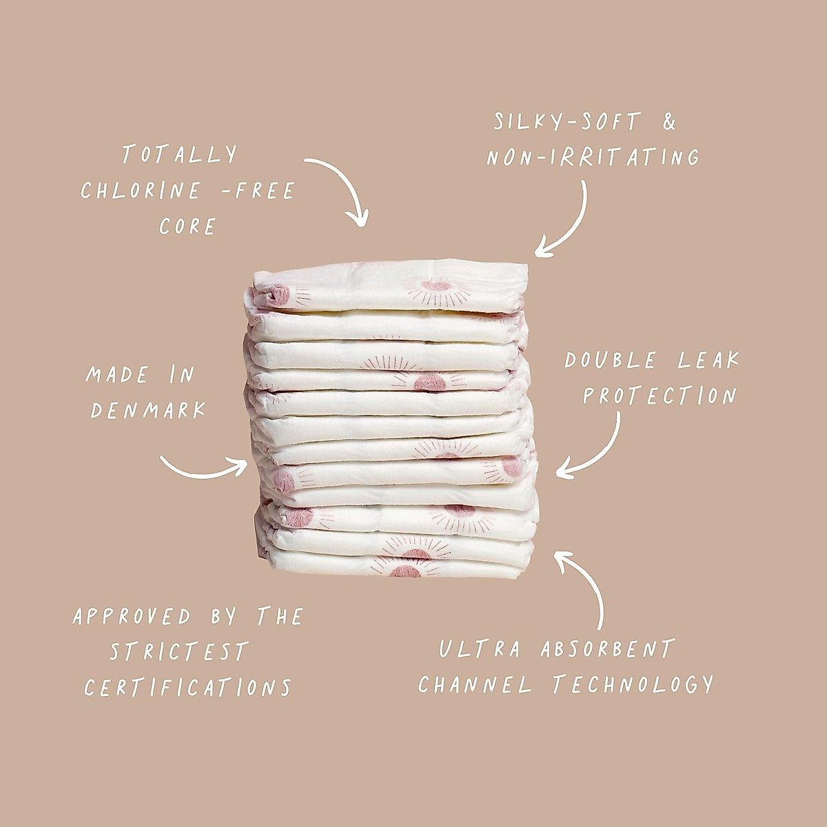 Joonya Baby Diapers, Size 2 S (7-13 lb) - 6 Bags of 30 (180) - New Range - NonToxic, Eco-Friendly, Ultra Slim, Overnight Use - Made in Denmark