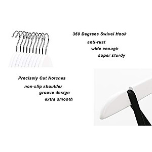 Premium Solid Wood Bridal Wedding Dress Hangers, Beautiful Wooden Shirt Suit Coat Jacket Clothes Hangers-360° Strong Swivel Hook-Extra Smooth Finish-Smoothly Cut Notches-10 Pack- White Color LM01B