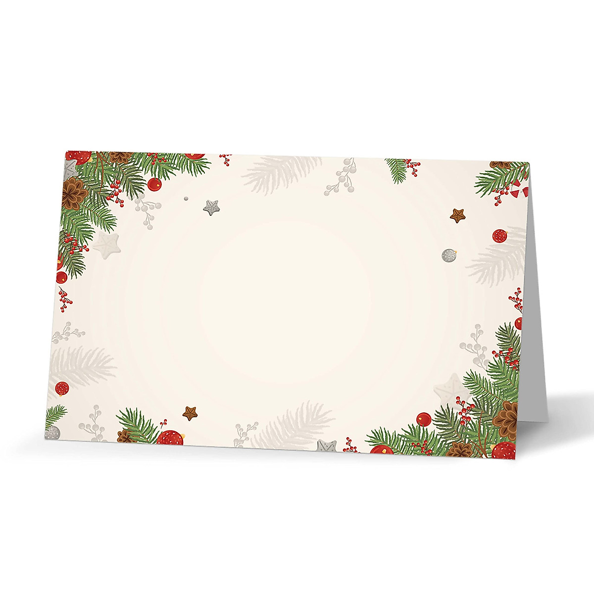 Christmas Table Place Cards, Xmas Seating Place Cards for Tables, Holiday Party Tent Cards, Food Tent Labels for Christmas Party, Scored for Easy Folding, 25 Pack(06)