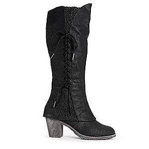MUK LUKS Women's Lacy Leo Fashion Boots, Black, 7