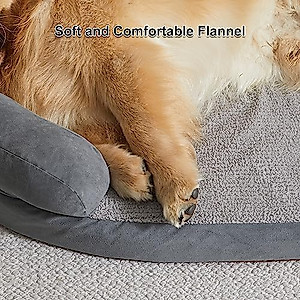 Jiupety Medium Dog Bed with Egg-Crate Foam, Waterproof Dog Bed with Half Oval Pillow, Easy to Enter and Exit, Excellent Cloth, High-gain Egg-Crate Sponge, Luxury, Waterproof, Soft and Comfy (Grey)