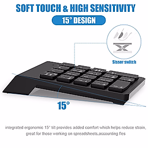 Bluetooth Numeric Keypad – Portable Number Pad Keyboard for Laptop, PC Computers, Desktop | Essential Laptop Accessories Numpad for ChromeBook Surface Notebook Efficient Office Accountant Data Entry