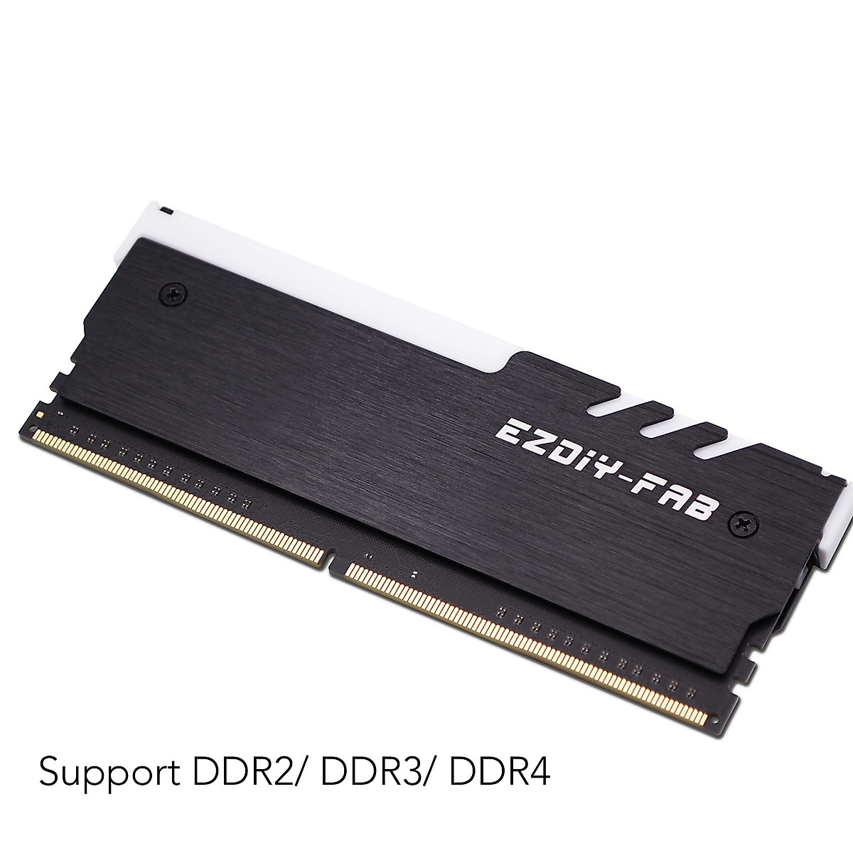 EZDIY-FAB ARGB Memory RAM Cooler DDR Heatsink with Controller for DIY PC Game MOD DDR3 DDR4 (Compatible with ASUS Aura Sync,GIGABYTE RGB Fusion and MSI Mystic Light Sync)-Black-2 Pack