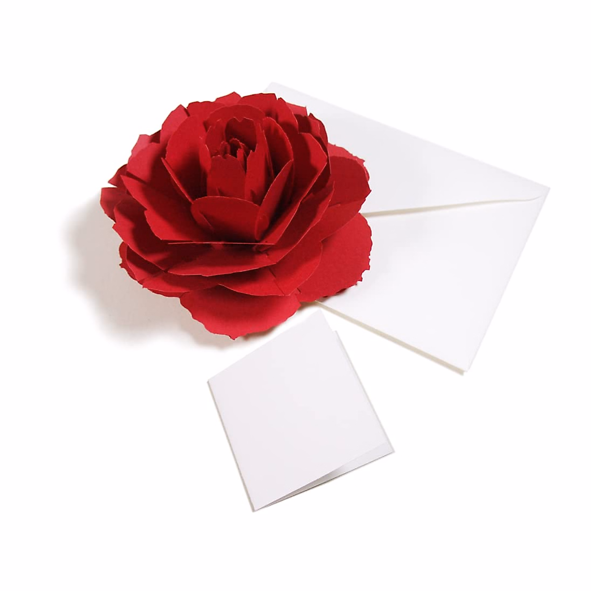 Blooming Flower Pop-up Greeting Card, Birthday Card, Mother's Day, Christmas Card, Sympathy Card, All Occasion (Red Rose)