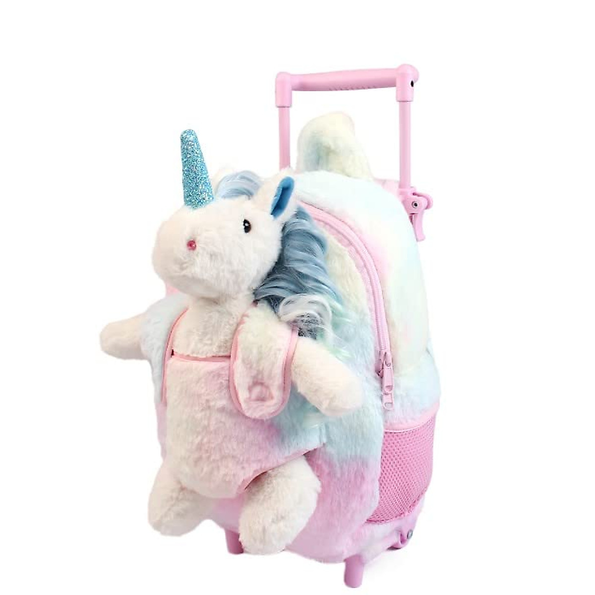 Funday Long Hair Unicorn Kids Backpack with Removable Wheel backpack for girls and boys