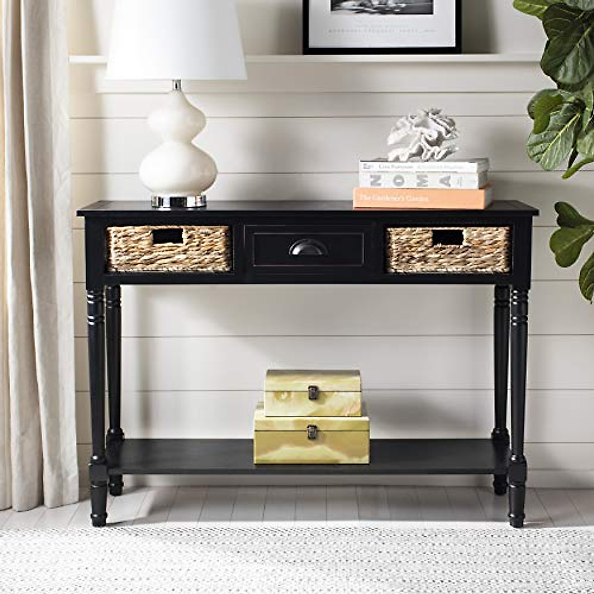 Safavieh Home Collection Christa Distressed Black 3-Drawer Storage Console Table