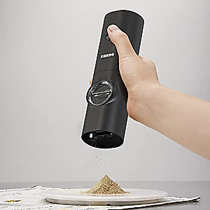KIEKRO Electric Salt and Pepper Grinder Set, Battery Operated Salt and Pepper Grinder (without Battery), Kitchen Gadget with White Led Light, Adjustable Coarseness, One-hand One-button Start, Black