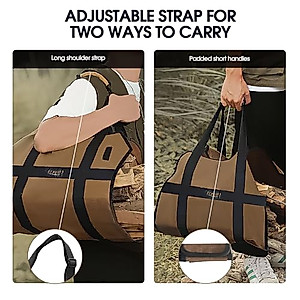 Highpro Firewood Carrier with Handles – Waxed Canvas Log Carrier Tote - Log Carrier for Firewood – Best for Carrying Wood at Home or Camping by Outdoor