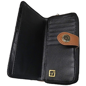 Stone Mountain Embossed Leather Crazy Paisley Checkbook Wallet Black/Tan