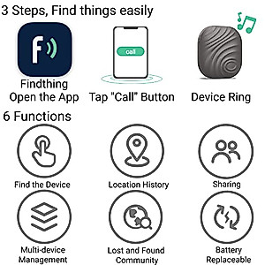 Key Finder Bluetooth Tracker Item Locator Item Finder with Key Chain for Keys Wallets Pet Bluetooth Tracking Device with Replaceable Battery Findthing 4Pcs (Black, 4Pack)
