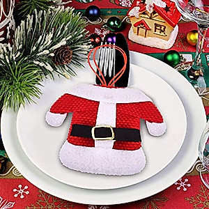Warmstor 8 Pieces Christmas Santa Claus Silverware Holders Tableware Holder Knife Fork Pouch Bag for Xmas Tree, Restaurant Hotel Party Holiday Festival Celebration Table Decoration