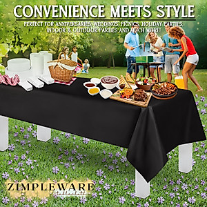 ZIMPLEWARE Premium Black Plastic Table Cloth Disposable (12 Pk) Plastic Tablecloths for Rectangle Tables (54in x 108in) Party Table Cloths Disposable for 6ft to 8ft Rectangle Tables
