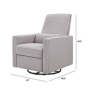 DaVinci Piper Upholstered Recliner and Swivel Glider in Grey with Cream Piping, Greenguard Gold & CertiPUR-US Certified