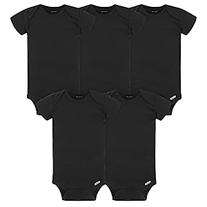 Gerber Baby 5-Pack Solid Onesies Bodysuits, Black, 12 Months