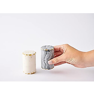Mud Pie Marble Salt and Pepper Set, 2 3/4" x 1 3/4" dia, Multi