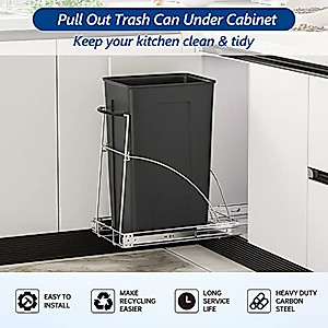 Insputer Pull Out Trash Can Under Cabinet, Under Sink Trash Can Pull Out with Silicone Handle, 35qt Under Cabinet Trash Can Pull Out Kit for Kitchen Sink, Pantry, Garbage Can Not Included