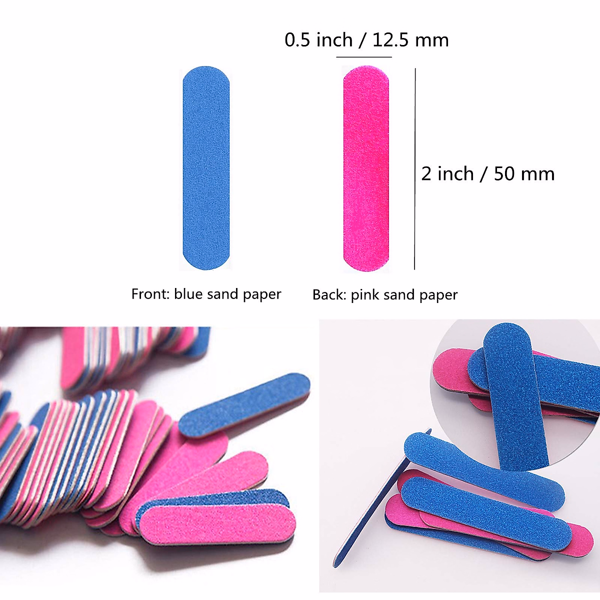 Transun Moo Mini Nail Files Bulk, 100 Pack 2 Inches Disposable Double Sided Emery Boards Manicure Pedicure Tools(1002)