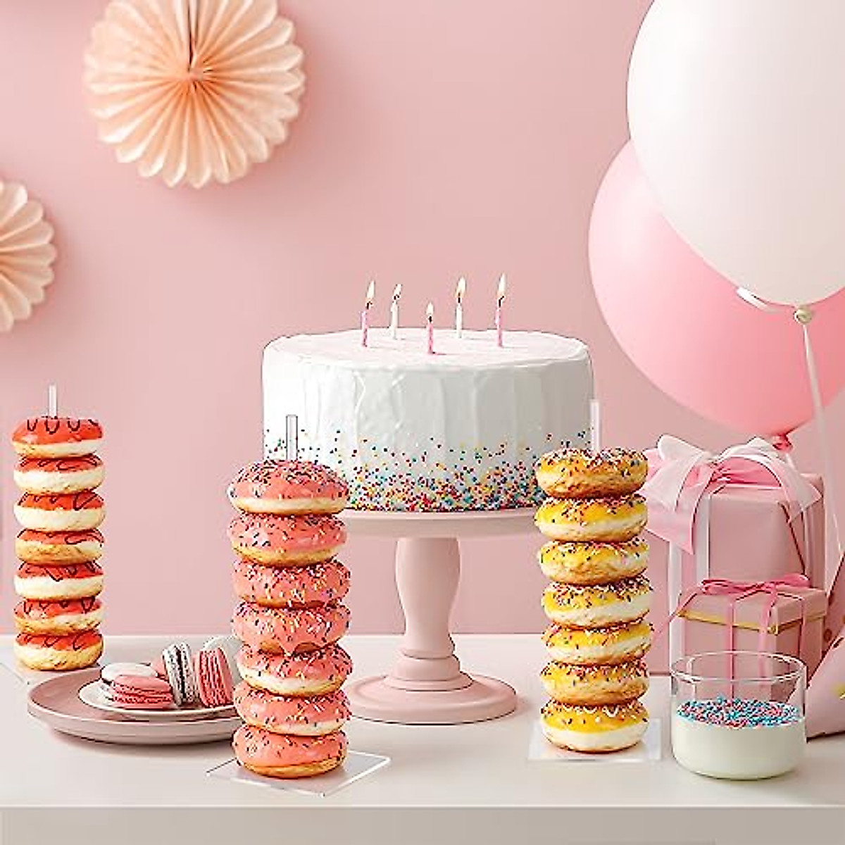 Aredpoook Donut Stand Bagel Stand 6 Pack, Acrylic Doughnut Holder, Clear Donut Display Stand, Bagel Tower Stand, Wall Display Stand Holder for Birthday, Wedding, Baby Shower, Christmas, Party