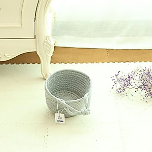 Iceblue 6''X4.5''Grey Round Cotton Rope Over Wall Door Closet Window Hanging Storage Basket