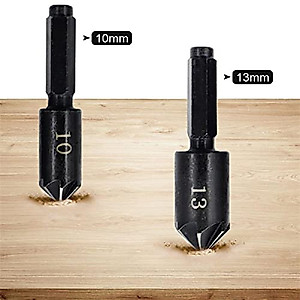 MOOKEENONE 2X Chamfer Cutters, High Carbon Steel Countersink Drill Bit Set 1/4 Hex Shank Cutting Tool