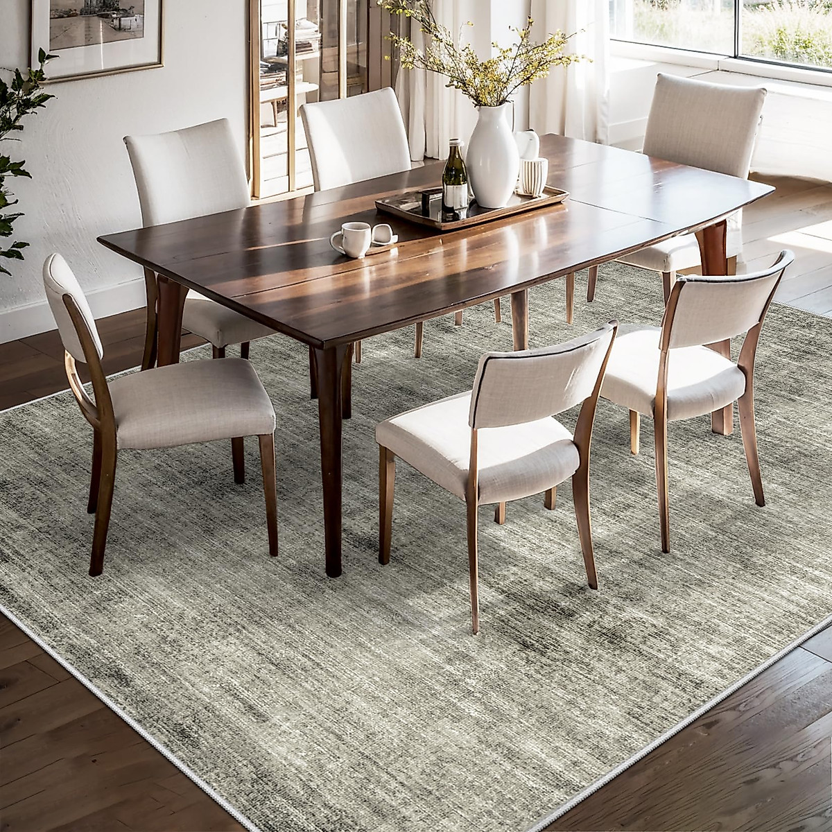 8x10 Area Rugs for Living Room Bedroom: Large Washable Rugs 8x10 Soft Abstract Rug Indoor Floor Non-Shedding Non Slip Carpet for Dining Room Under Table Nursery Farmhouse Home Office (Grey)