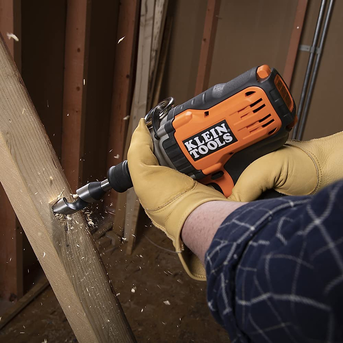 Klein Tools 53408 Steel Ship Auger Bit with Screw Point, 1-1/8-Inch x 4-Inch Twist Length For Drilling Through Wood with Nails