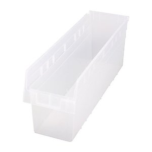 Quantum QSB806CL Store-MAX Shelf Bin, 23-5/8" Length x 6-5/8" Width x 8" Height, Clear, Pack of 8