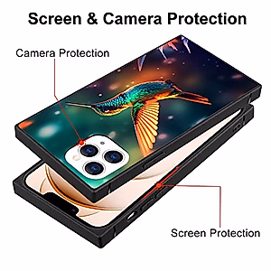 KOLHUBI Case Compatible with iPhone 13 Pro Max Designer Hummingbird Art-067 Metal-Plated Protective Cover Unique Design Suitable for Wireless Charging iPhone 13 Pro Max Fashion Pattern