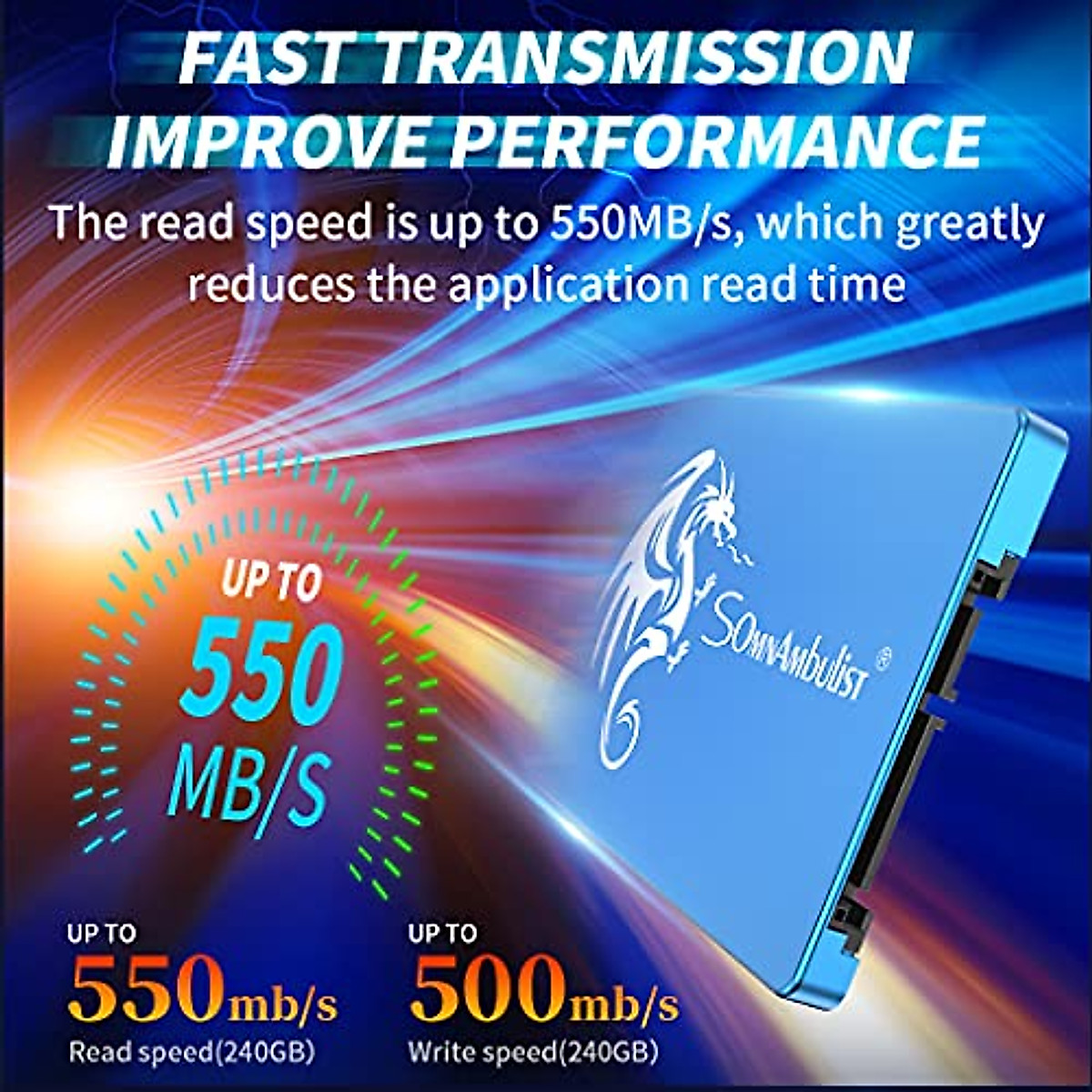 Somnambulist 2.5" Built-in SSD Hard Disk SATA3 120GB 240GB 60GB SSD (Blue Dragon-120GB)
