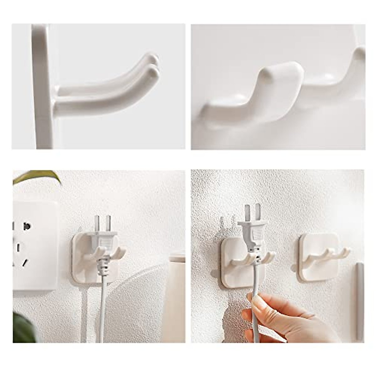 MIUPOO Razor Hooks, Power Plug Cord Hook, Key Hook, Towel Hook,Bathroom Shaver Hook, Pack of 2 Hooks