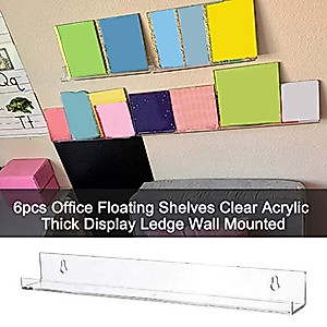 Acrylic Floating Shelves Display Ledge, 6pcs Clear Wall Display Shelf - Invisible Shelf Wall Ledge Bookshelf - Wall Mounted Storage Shelf for Kitchen/Bathroom/Office, Spice Rack