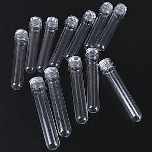 UEETEK 12pcs 40ml Plastic Test Tubes with Screw Caps(Transparent)