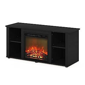 Furinno Jensen Entertainment Center Stand with Fireplace for TV up to 55 Inch, Americano, Corded Electric, Adjustable
