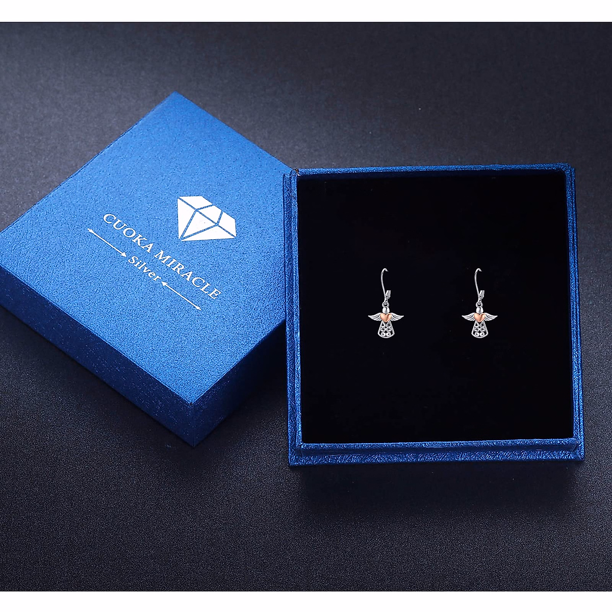 Angel Leverback Earrings 925 Sterling Silver Guardian Angel Earrings for Women Angel Wing Drop Dangle Earrings Jewelry for Women