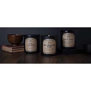 Manly Indulgence Suit & Tie Scented Jar Candle, Cotton Wick, Premium Soy Blend White Wax, 60 hr Burn, Matte Black Jar Candle for Home and Men, 16.5 oz - USA Poured
