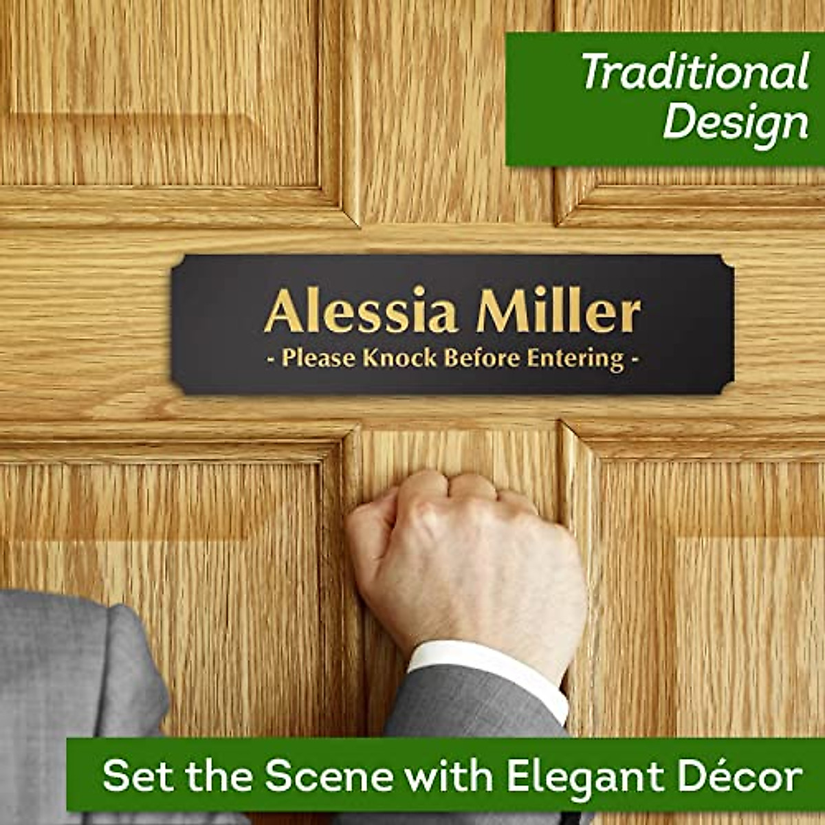 Name Plate, Custom Office Door Signs, Personalized Plaque for Wall, Address Mailbox, Name Sign - 2x8 Inch, 18 Colors - Made by My Sign Center, USA (Classic)