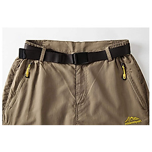 Amoystyle Men's Water-Repellent Quick Dry Convertible Hiking Pants Khaki Asian 7XL