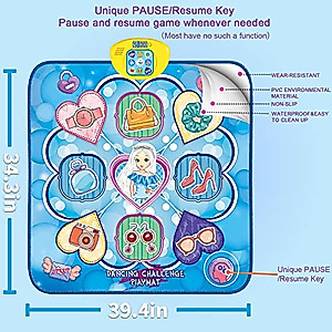 Electronic Dance Mats, Toy Present for Kids Girls Boys Age 4-8 Years Old, Electronic Dance Pad, Large Play Mat w/Rest Area, 13 Levels, No Discouraging Sound, Anti-Slippery (39.4'' x 34.3'')