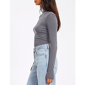 SUNBS Womens 3 Piece Turtleneck Long Sleeve Shirts Mock Neck Fall Fashion 2025 Slim Fit Winter Thermal Underwear Tops BlackWhiteGrey3 M