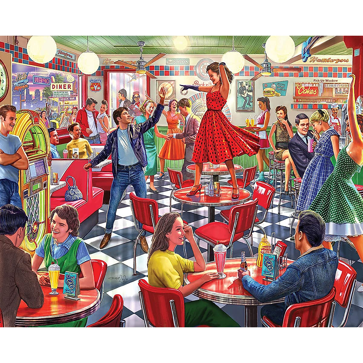 White Mountain Puzzles Dancing at The Diner - 1000 Piece Jigsaw Puzzle
