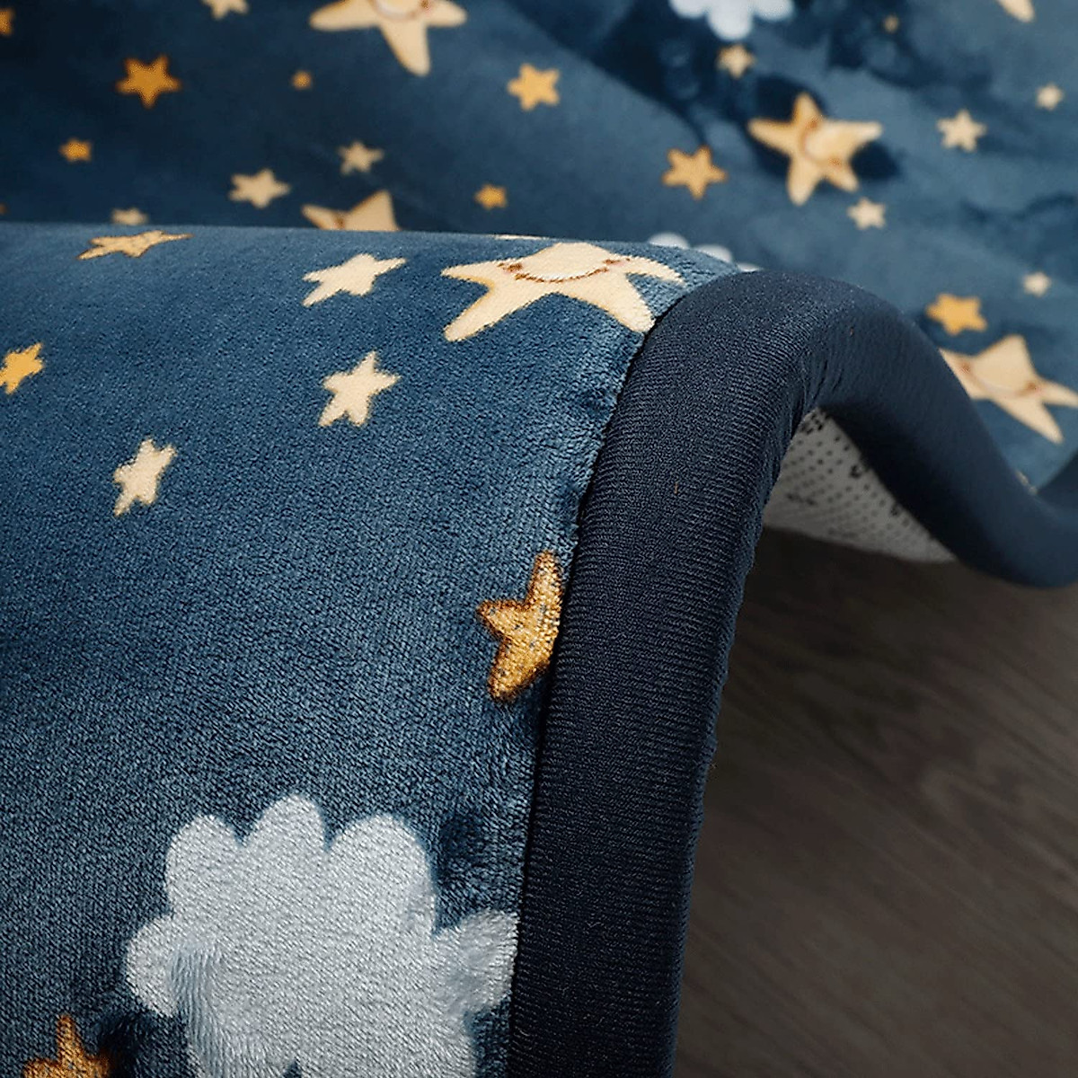 Loartee Coral Velvet Area Rug - 1" Thick Memory Foam Baby Play Mat, Washable Toddler Carpet, Home Decor for Living Room, Nursery, Kids Bedroom, Starry Blue, 4'11"x6'7"