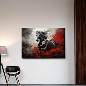 Majestic Black Stallion Galloping In The Clouds, Black Horse On Salt Flats, Canvas Print, Black Horse Print, Black Horse Wall Art