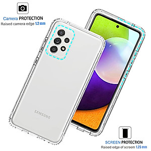 Tothedu Case for Galaxy A52 5G/Galaxy A52 4G, Samsung A52 5G Case for Girls Women, Clear Full Body Protective Shockproof Hard PC Shell Soft TPU Bumper Cover Cases for Samsung Galaxy A52 5G (Clear)