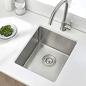 Stainless Steel Undermount Bar Sink, BoomHoze 15 x 17 Inches Small Wet Bar Sink Undermount 16 Gauge SUS304 Brushed Nickel Single Bowl Outdoor Bar Sink