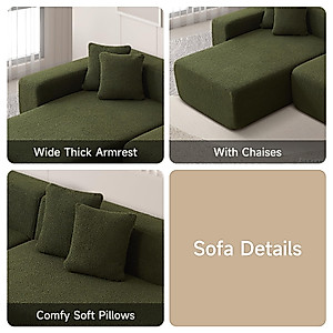 YOOBECH 105.51'' Modular Sectional Sofa Couch for Living Room, Sherpa Fabric L-Shape 5 Seater Modern Style Corner Sofa Couch with Chaise Lounge, Beige Sofa Couch Without Installation