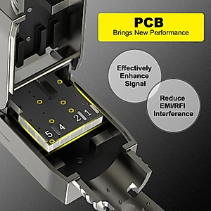 VCELINK RJ45 Connectors Tool Free Cat 7, Shielded RJ45 Modular Plugs 10 Gbps 600MHz PoE++, Reusable Easy CAT7 Ends for 23 AWG-22 AWG LAN Cable, 2-Pack