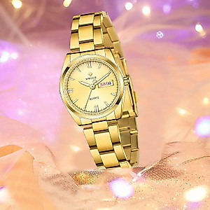 Women's Silver Stainless Steel Band Wrist Watches Fashion Quartz Analog Watch Small Face Ladies Dress Watch (Full Gold)