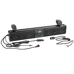 BELVA BASB26 26” Wide IPX5 Weatherproof Marine UTV ATV Sound Bar, Four 3" Speakers, Two 1" Tweeters, Built-in Amplifier, AUX Input, USB Input, Bluetooth Audio and Wireless Remote