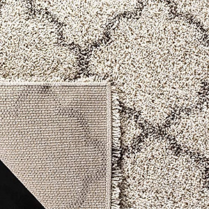 SAFAVIEH Hudson Shag Collection Area Rug - 6' x 9', Ivory & Grey, Moroccan Trellis Design, Non-Shedding & Easy Care, 2-inch Thick Ideal for High Traffic Areas in Living Room, Bedroom (SGH282A)