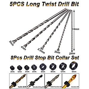 Rocaris 39 Pack Woodworking Chamfer Drilling Tools, Including Countersink Drill Bits, L-Wrench, Wood Plug Cutter, Step Drill Bit, Center Punch, Drill Stop Bit Collar Set, Twist Drill Bit Tool